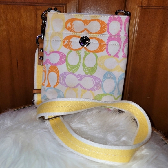 Coach | Bags | Euc Coach Pastel Signature Crossbody Bag Purse | Poshmark